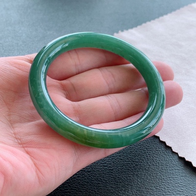 55圈天然蓝色翡翠手镯42.86时尚黄翡圆镯女款百搭蓝水翡翠玉镯子