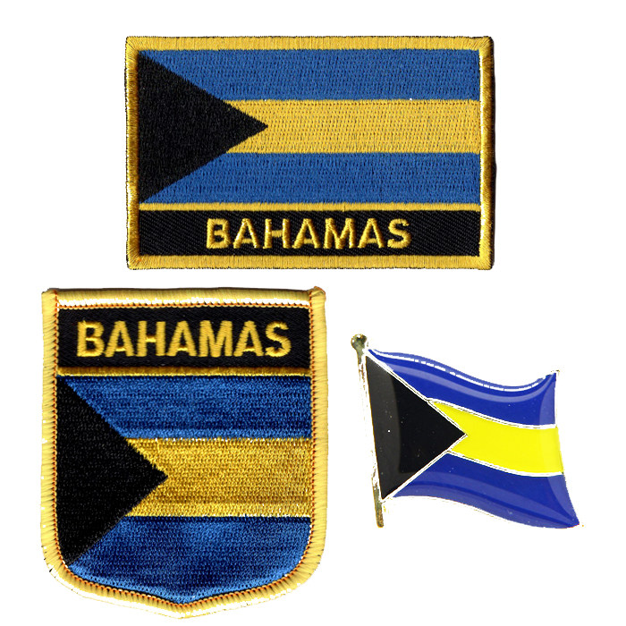 24 Bahamas flag pin patch 巴哈马 国旗布贴徽章 背胶 刺绣肩章
