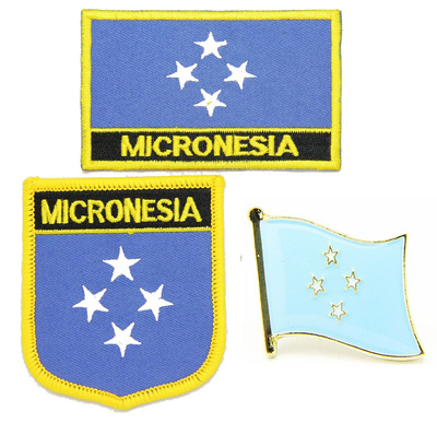 125 Micronesia flag pin 密克罗尼亚 国旗布贴 背胶刺绣臂章