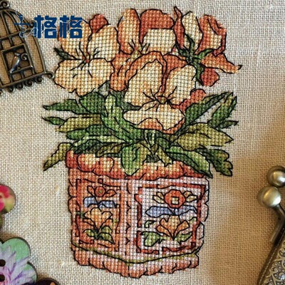 dmc十字绣小清新花盆2