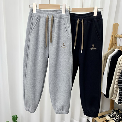 阳光爱橦童装冬新款男女中大童韩版休闲一体绒运动裤卫裤3606
