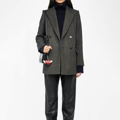 法式通勤人字纹羊毛西装外套