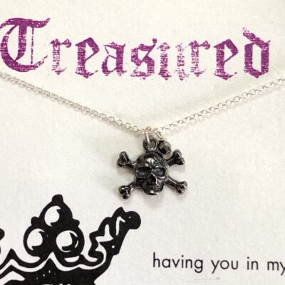 Treasured 银色链子黑色交叉骨骷髅 许愿项链 美国 Dogeared 正品