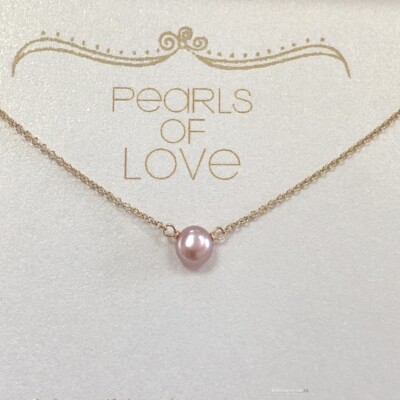 婚礼礼盒装※天然粉珍珠 银镀金许愿项链 锁骨链  Dogeared 正品