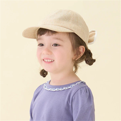 日单纯尾春夏款pm女宝宝蝴蝶结棒球帽UV CARE