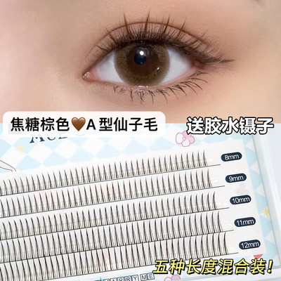 A型假睫毛朵毛单簇仙子毛鱼尾