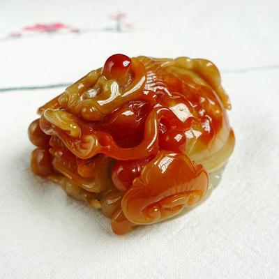 双彩龙龟手玩把件摆件缅甸翡翠