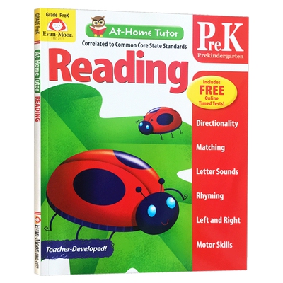 英文原版 家中导师系列阅读练习册 幼儿园小中班 At Home Tutor Reading Grade PreK儿童图书