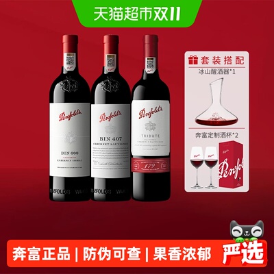 奔富BIN407赤霞珠深度750ml*3瓶
