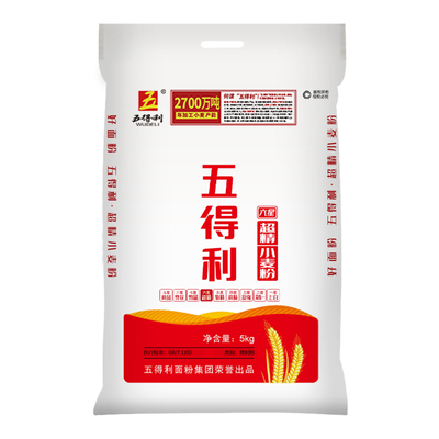 五得利面粉 六星超精5kg 包子饺子馒头家用小麦粉10斤装中筋面粉