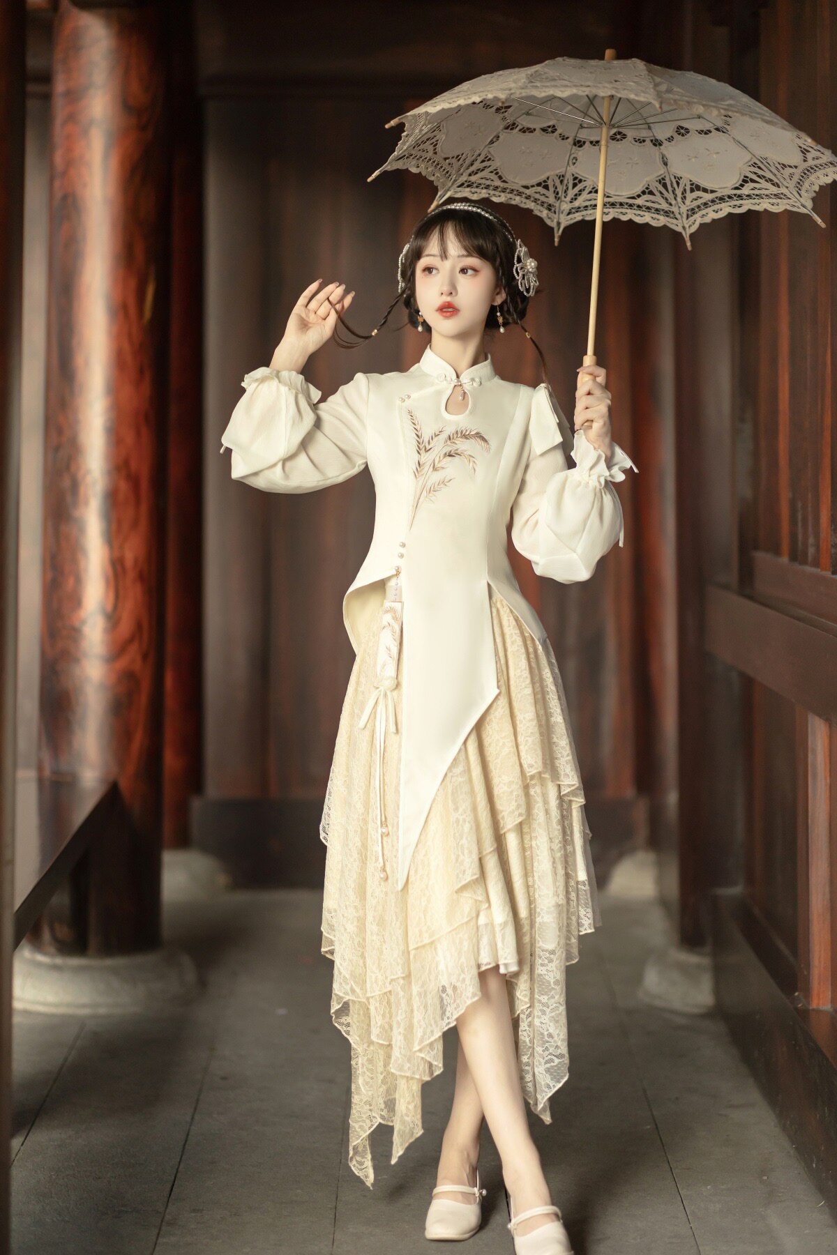 芒种原创汉服女国风改良日常汉元素新中式不规则旗袍连衣裙套装春