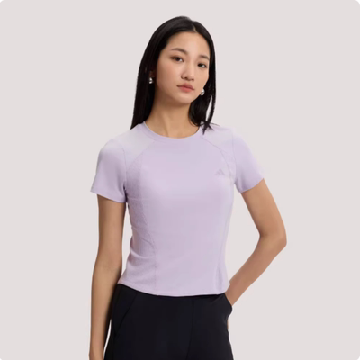 adidas阿迪达斯轻柔雅修身短款瑜伽健身服2026夏女短袖T恤 KH2647