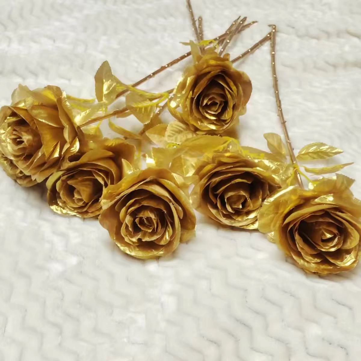 金色仿真玫瑰 婚庆家居装饰仿真 单只玫瑰花专拍链接