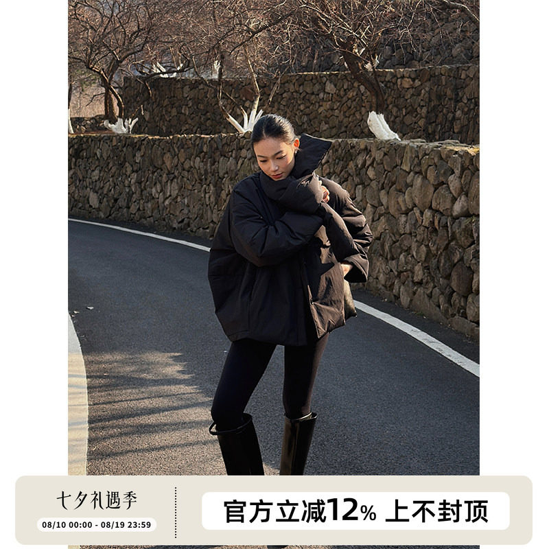 SOTHEA 静奢高级感围巾圆领落肩廓形棉服