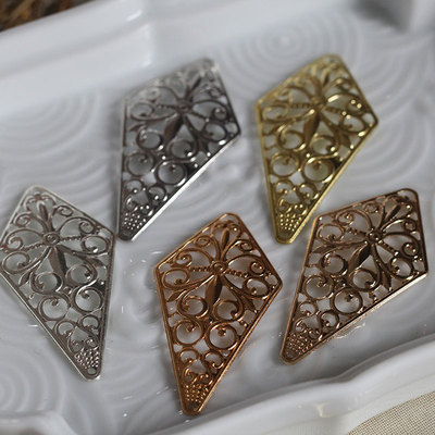 古风步摇发簪头饰品黄铜盾牌花片