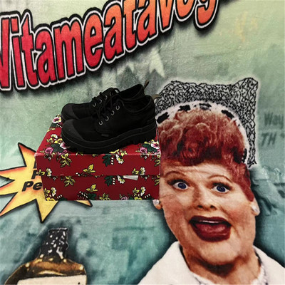 【上新价158】vintage  法国古着PALLAD1UM黑色帆布复古工装鞋