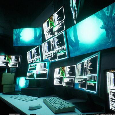 UE5网络黑客办公室电脑机房间Hacker's Office - Environment