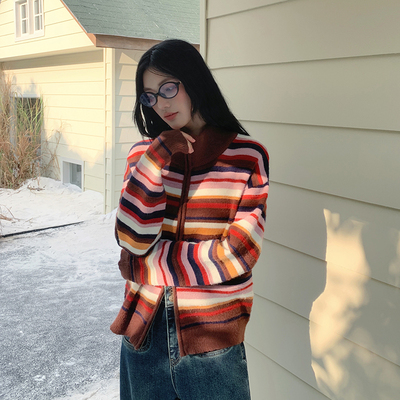 BORAN帛然宽松慵懒条纹外套上衣