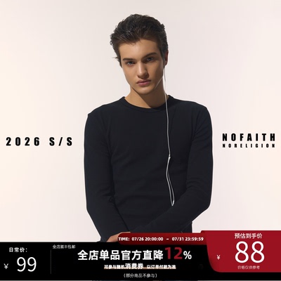 NOFAITH立体竖纹肌理感修身圆领Slimfit正肩长袖男秋新款休闲上衣