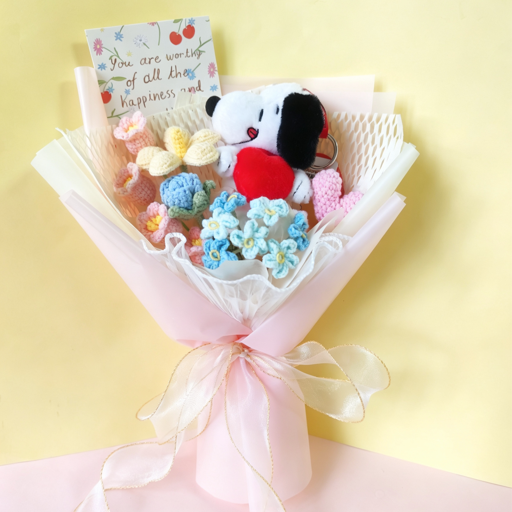 正版史努比花束成品snoopy女孩节日生日礼物可爱卡通Tim熊玩偶花