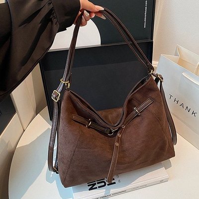 2024新款秋冬麂皮绒包包女大容量休闲单肩斜挎通勤托特包双肩背包