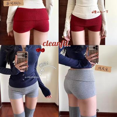 针织高腰显瘦短裤女短裙韩系