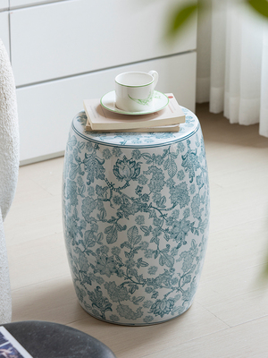 雅子家居梦华中式陶瓷大型落地式摆件客厅鼓凳高端艺术家居摆件