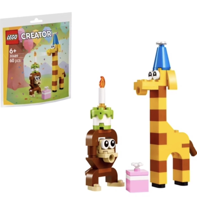 LEGO 乐高 Creator 创意 30689 三合一 欢喜动物生日派对小袋玩具
