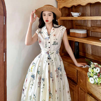 法式赫本风大摆连衣裙繁花意趣
