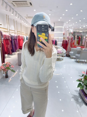 PL半拉链厚款麻花纯棉针织衫(妹妹130~,我160~）