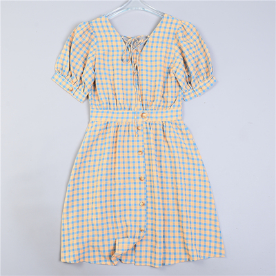 复古法式方领连衣裙高腰A字裙