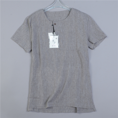 复古国风潮男棉麻衬衫短袖上衣夏