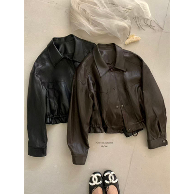 一善服饰冬上新翻领纯色百搭皮衣86016FCP