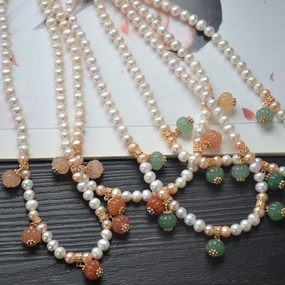 君安手工淡水珍珠金丝玉南瓜古风