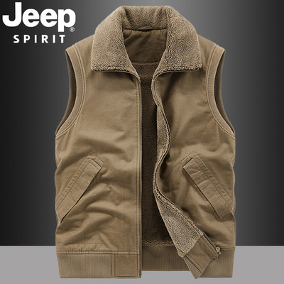 吉普加绒加厚棉马甲秋冬保暖背心