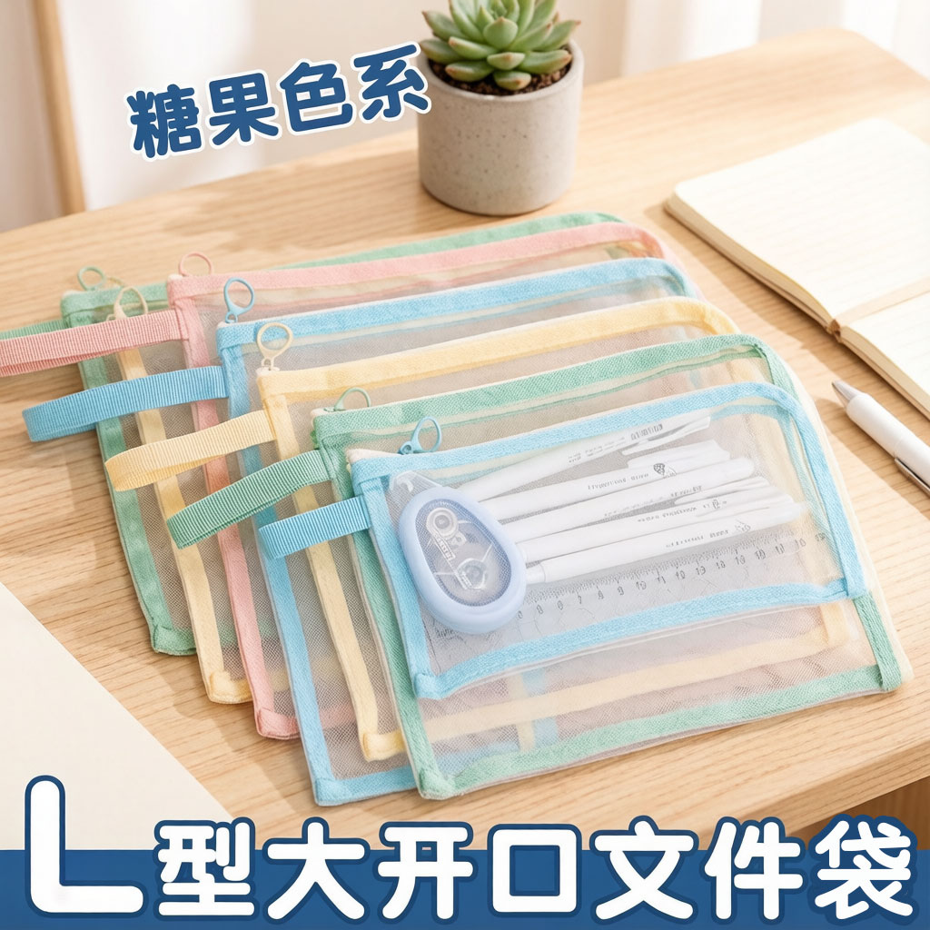L型补习袋内置笔袋科目分类袋小学生学科收纳袋孕检资料文件袋子