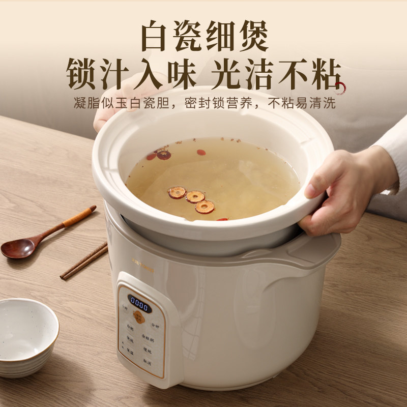 天际4L电炖炖锅快炖煮粥煲汤锅陶瓷炖盅大容量砂锅家用全自动40K