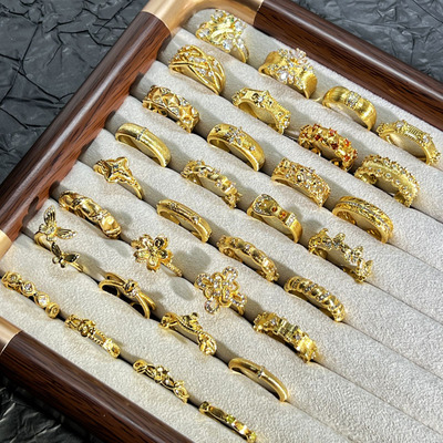 金指华光复古轻奢高级感拉丝精致开口戒指女时尚叠戴气质小众指环