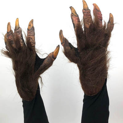 棕色野兽怪物爪万圣节手套兽装