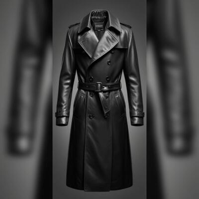 黑色真皮腰带男士长款风衣皮衣