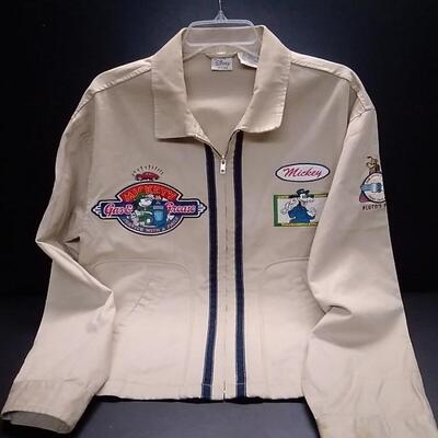 米老鼠高飞刺绣米色拉链夹克外套