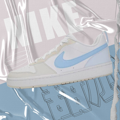 耐克儿童低帮白蓝百搭板鞋