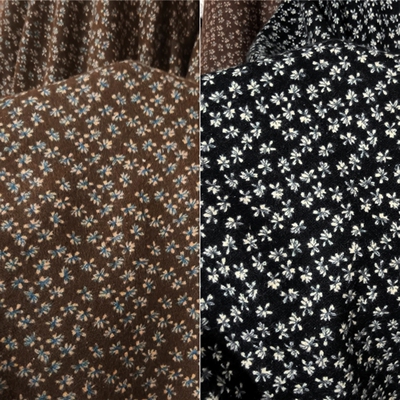 全棉磨毛布料秋冬款21支碎花做大肠发圈童装裙子棉衣衬衫纯棉面料