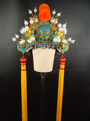 戏曲头饰黄记戏剧点绸王帽皇帽