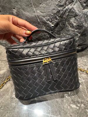 2025新款bv系例编织头层羊皮化妆盒子高品质女士链条单肩包斜挎包