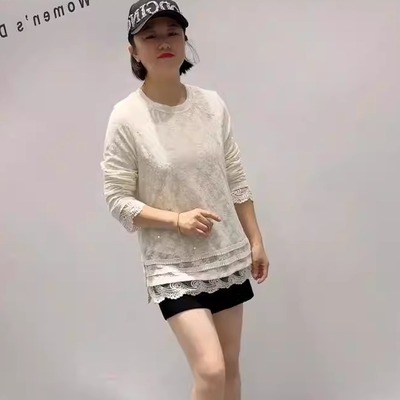 女权贵族春季大码蕾丝打底衫