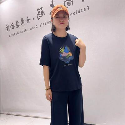 天骄一生水26757秋季新款欧货五分袖T恤加大码女装胖妹妹200斤上