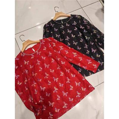 2026春装新款芮娜依莲A版蕾丝衫大码胖妹妹气质200斤上衣打底5493