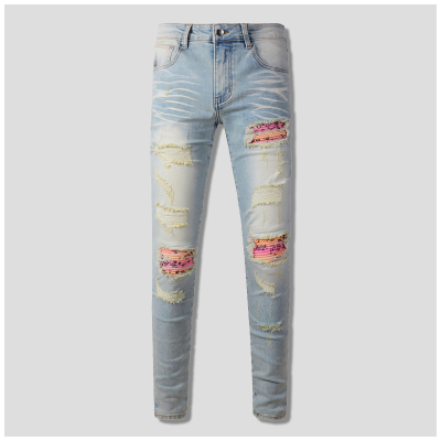 AMR jeans AMR pants torn jeans MX1高街破洞紧身牛仔裤子