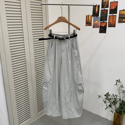 高腰多口袋宽松显瘦百搭工装裤女